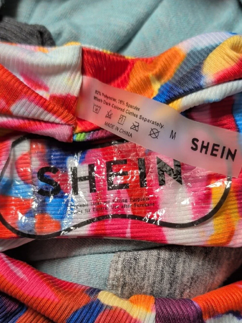 SHEIN | Swim | Shein Multicolor Abstract Twist Bikini Red Blue Yellow ...